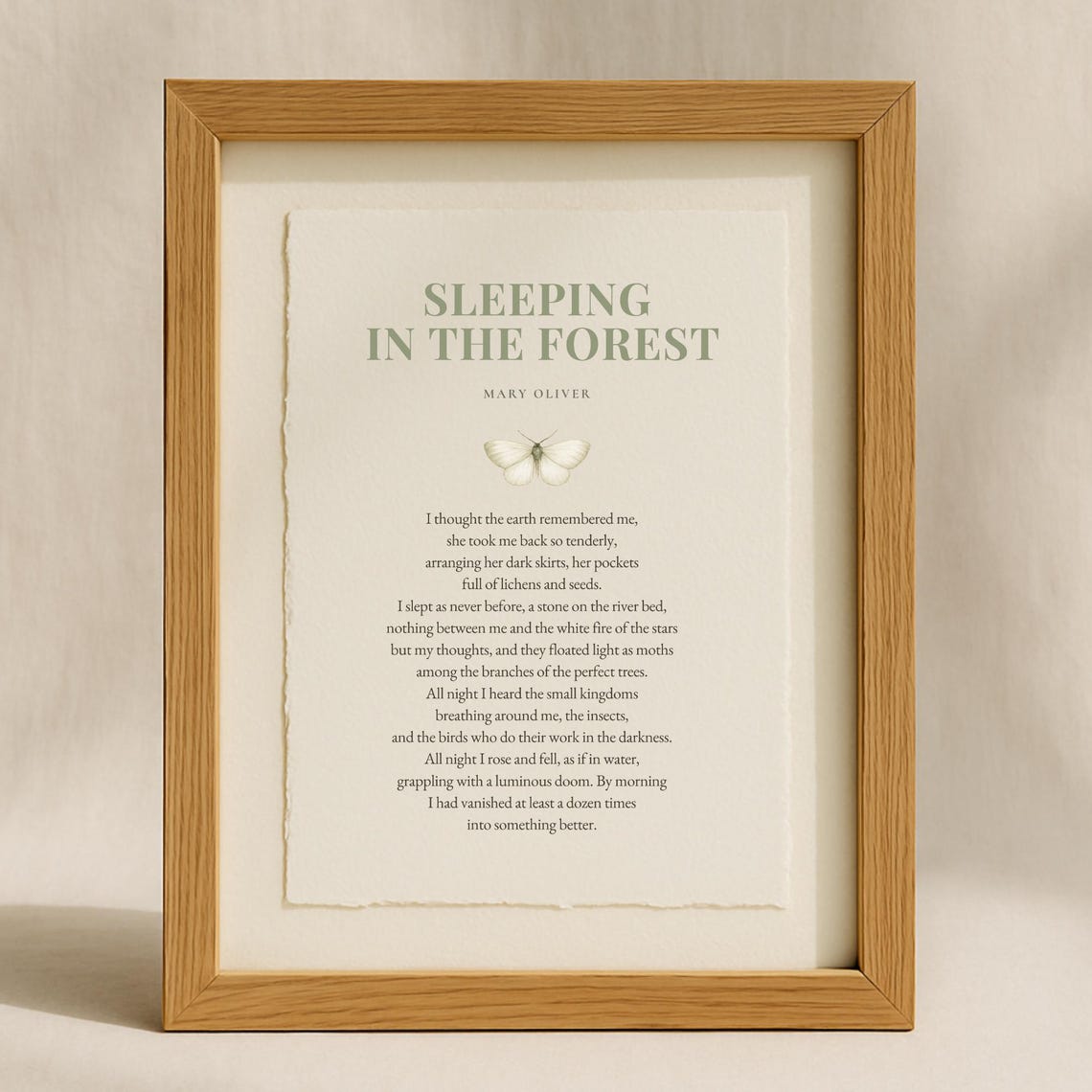 Sleeping in the Forest by Mary Oliver Poem Print – Fine Art Poetry Wall ...