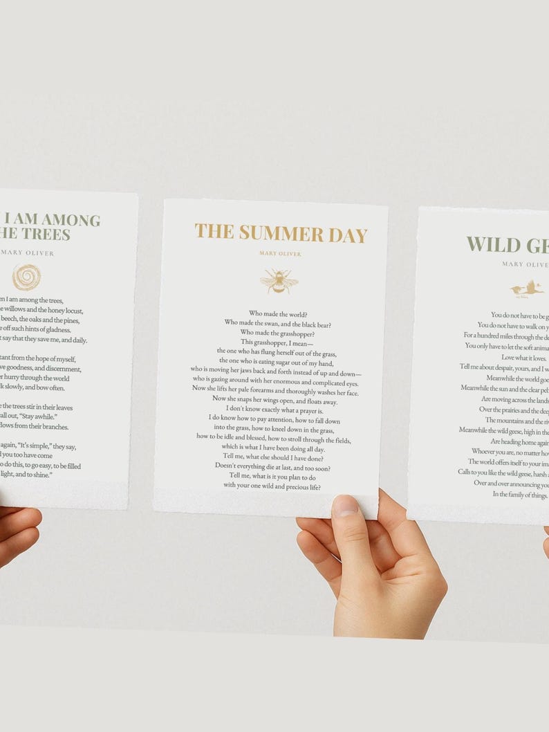 The Summer Day by Mary Oliver, Poem Print on Handmade Cotton Paper ...