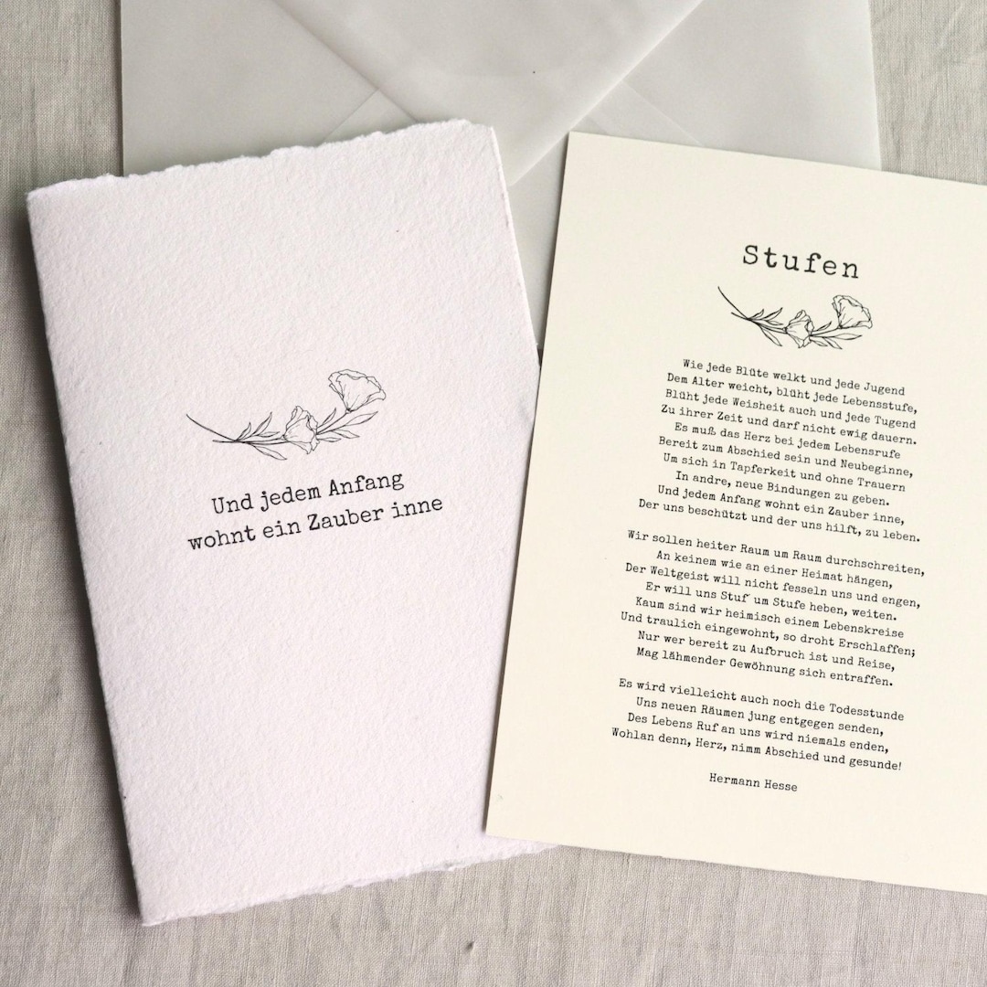 Steps – Hesse Poem on Handmade Paper, Card Fine Art Print With Poem ...