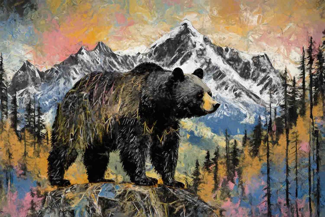 High Quality Bear DIGITAL Oil Painting That Meets a Touch of Abstract ...