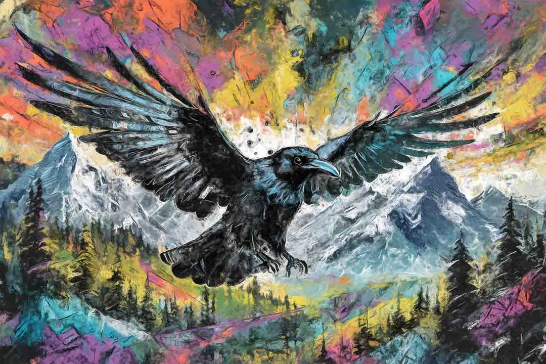 High Quality Raven DIGITAL Oil Painting That Meets a Touch of Abstract ...