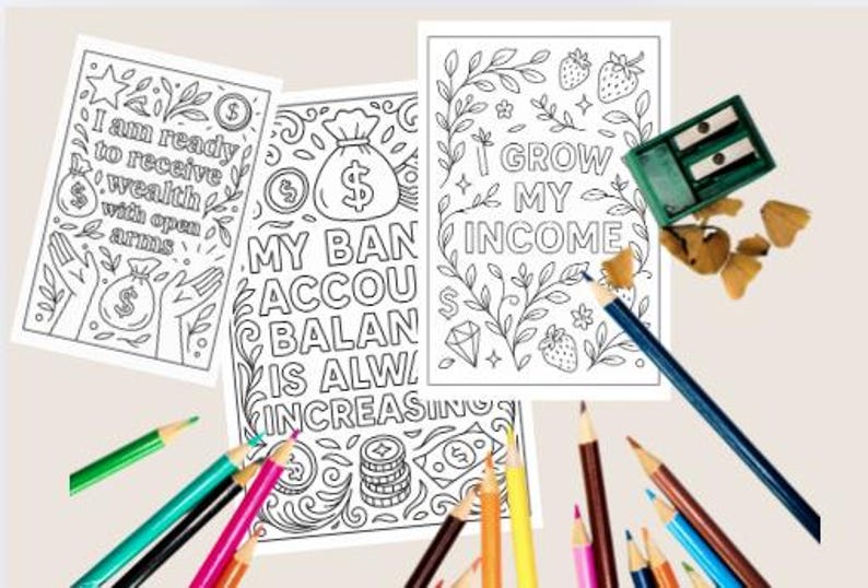 Money Affirmations Coloring Pages 30-day Manifest Wealth Daily ...