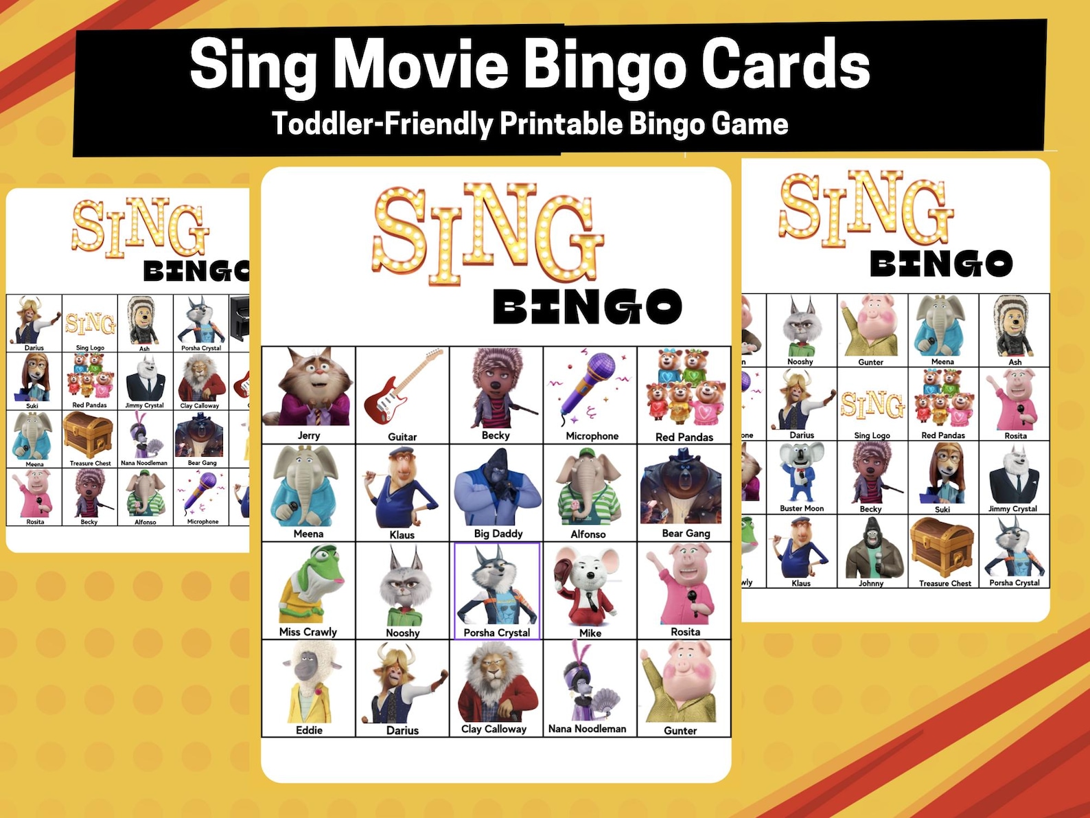 Sing Movie Bingo Cards | Toddler-friendly Family Game (digital Download ...