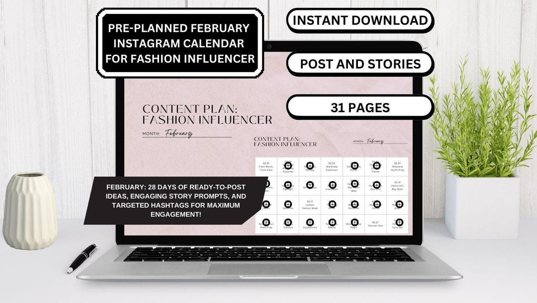 Social Media Planner Content Calendar Instagram Template Fashion ...