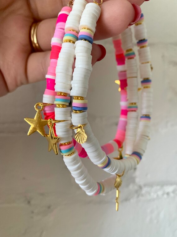 Heishi beads beaded anklets Beaded anklet with gold | Etsy