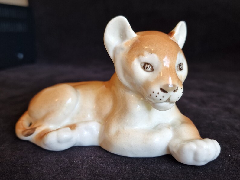 Vintage Porcelain Figurine 'resting Lion Cub', by Lomonosov From the ...