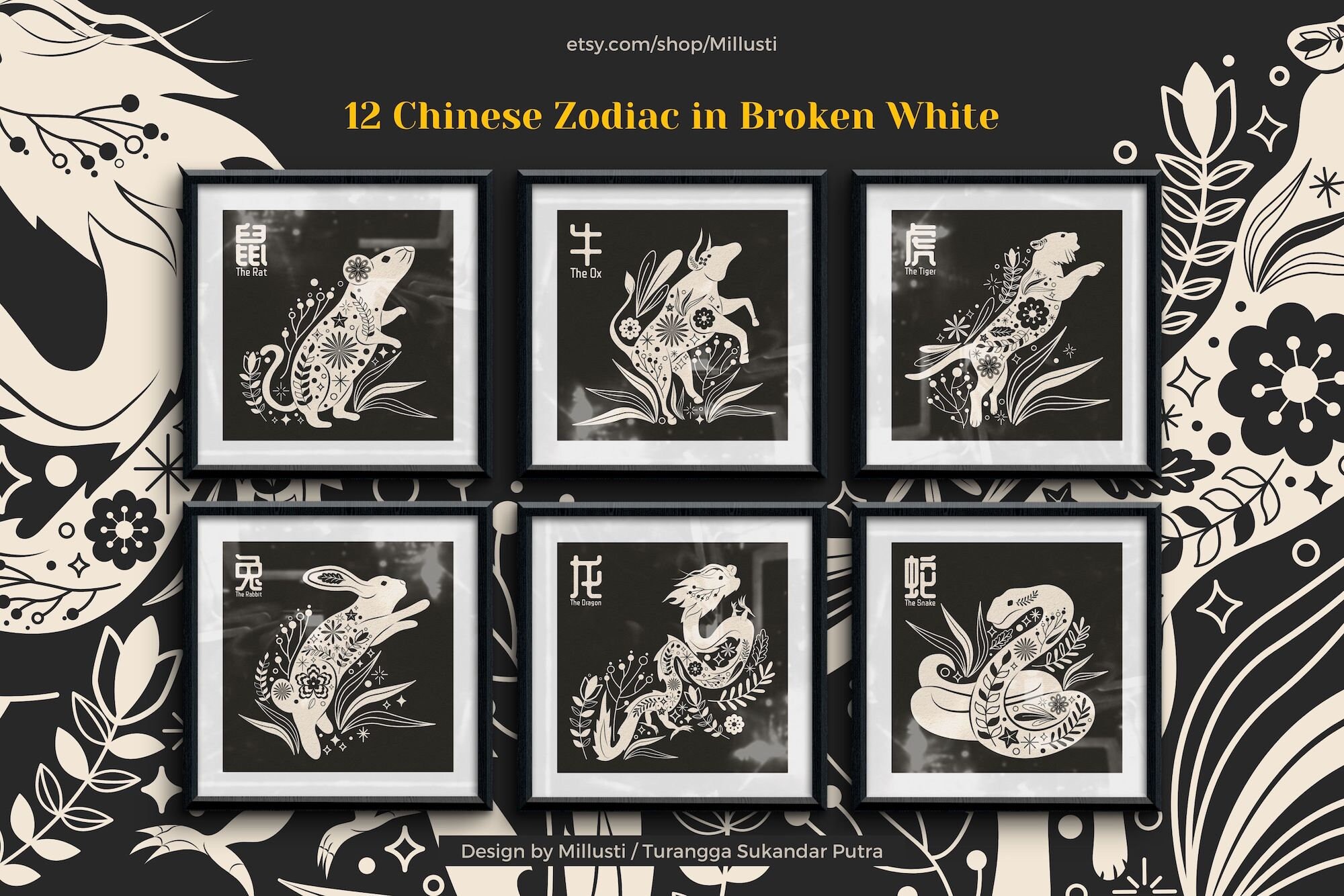 Chinese Zodiac Sign SVG Chinese New Year Greeting Cards Canva Templates ...