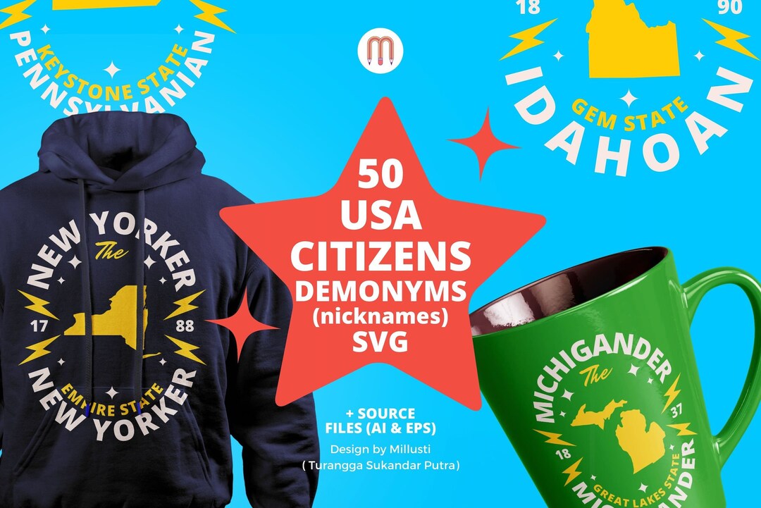 50 United States People Demonyms SVG USA People Nicknames USA States ...