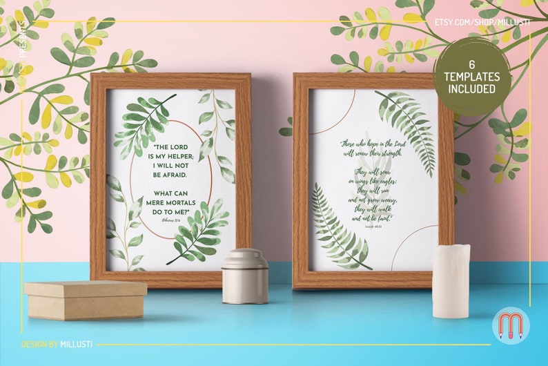 Editable Encouraging Bible Verse Greenery Watercolor Customizable ...