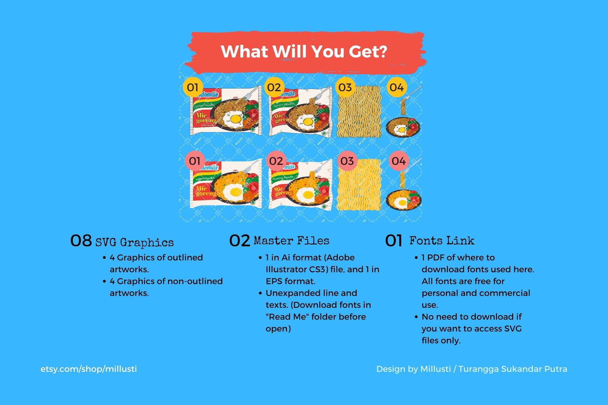 Indomie Fried Noodle SVG | Indomie Goreng SVG | Indonesian Food Asian ...