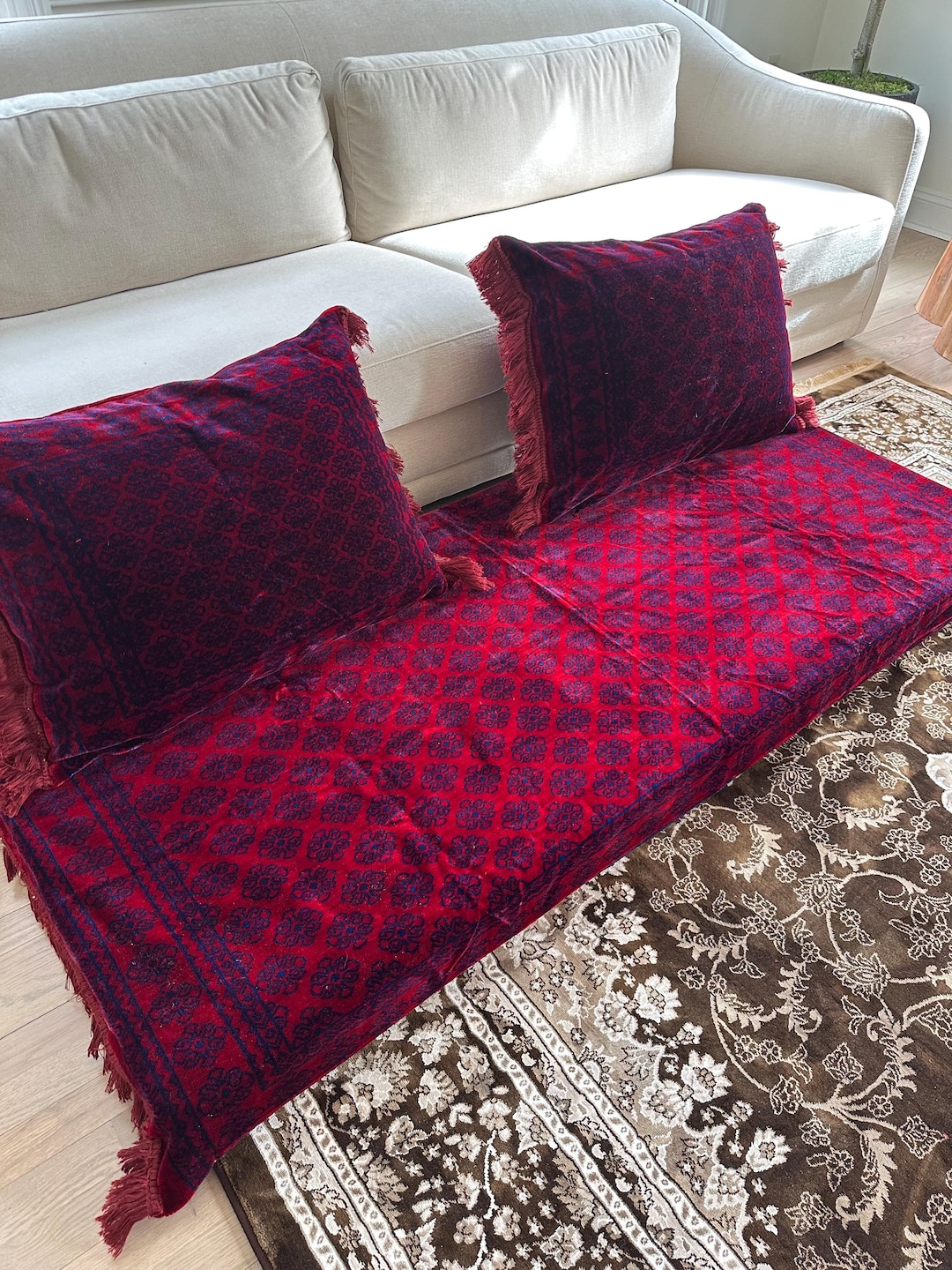 Afghan Toshak and Pillows Covers, Arabic Majlis Jalsa Covers, Red ...