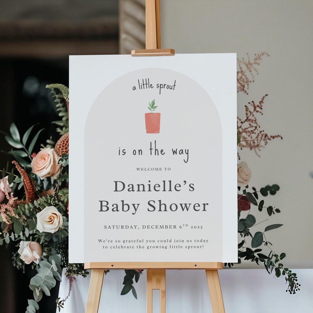 Little Sprout Baby Shower Welcome Sign, Customizable Party Decor, 16x20 ...