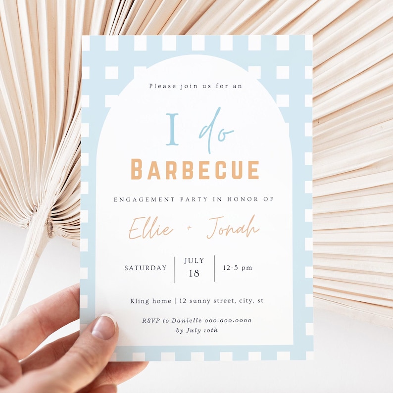 Blue I Do BBQ Invitation Template: Engagement Party, Bridal Shower ...