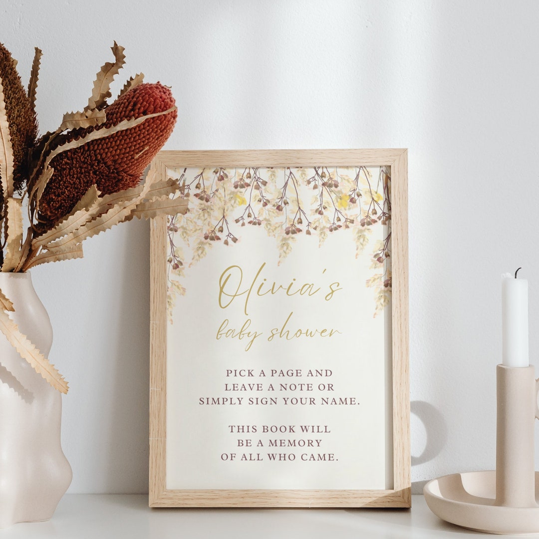 Fall Baby Shower Guest Book Sign Minimalist Baby Shower Decor Printable ...