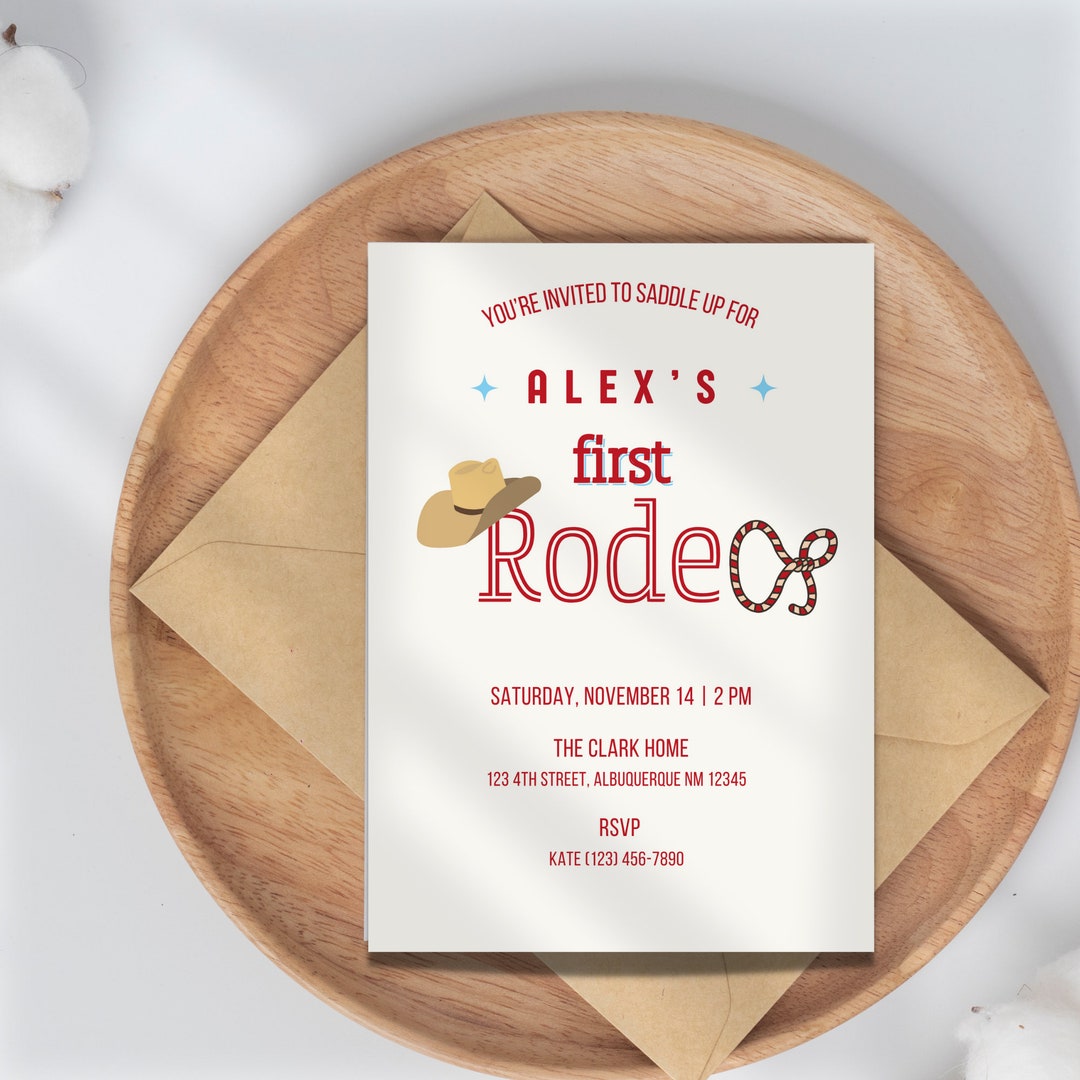 First Rodeo Birthday Invitation Boy | First Rodeo Invitation Template ...