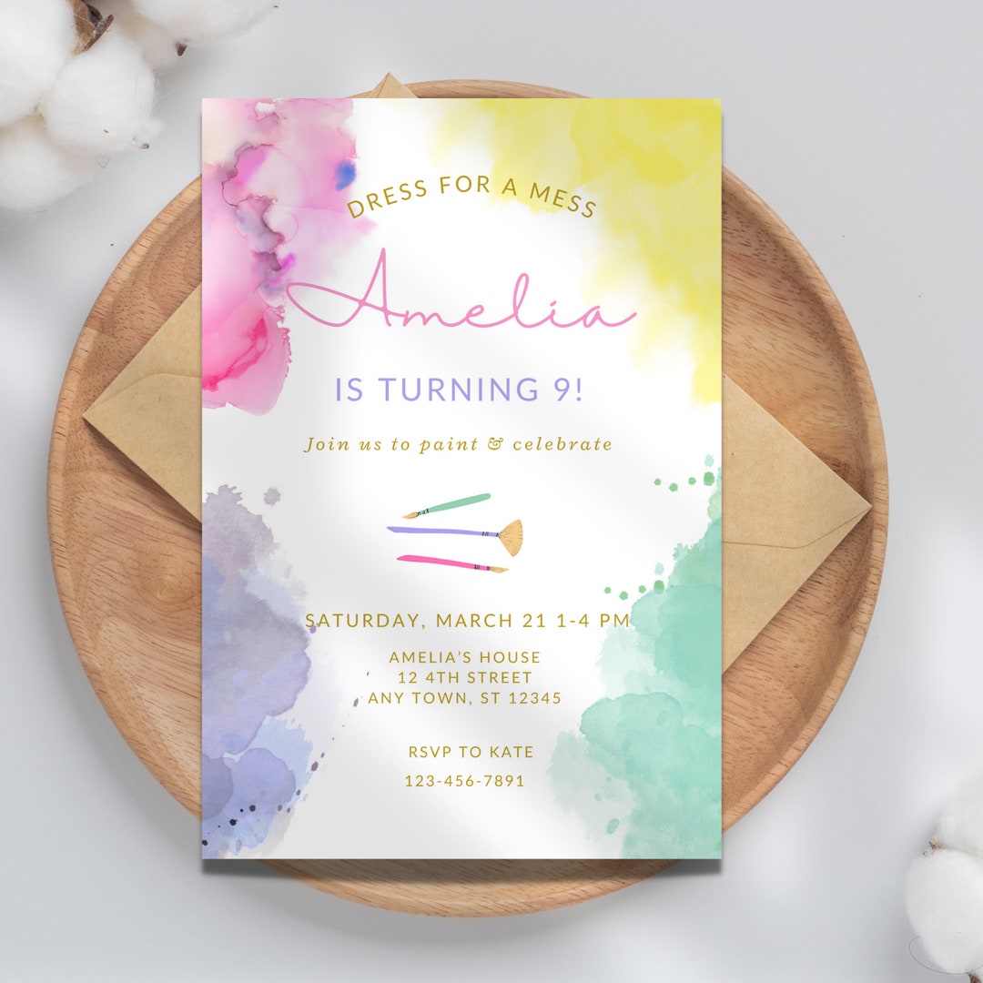Dress for A Mess Birthday Invite | Instant Download | Art Party ...