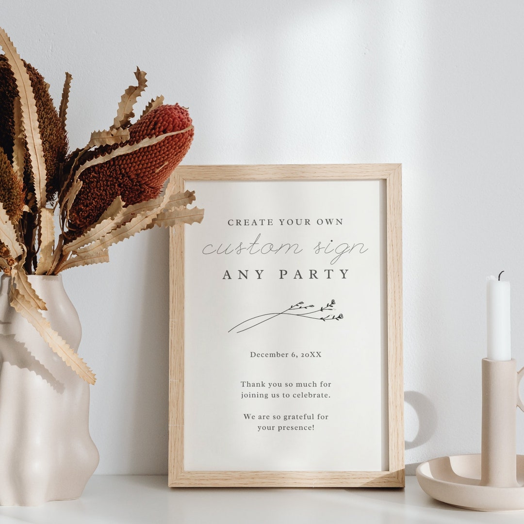 Personalized Party Sign Template: DIY Printable Canva Design (8.5x11 ...