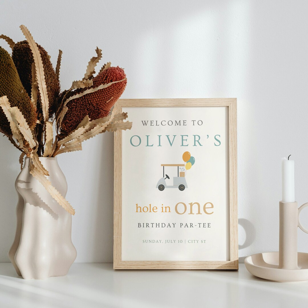 Hole in One Birthday Welcome Sign | Instant Download | Golf Birthday ...