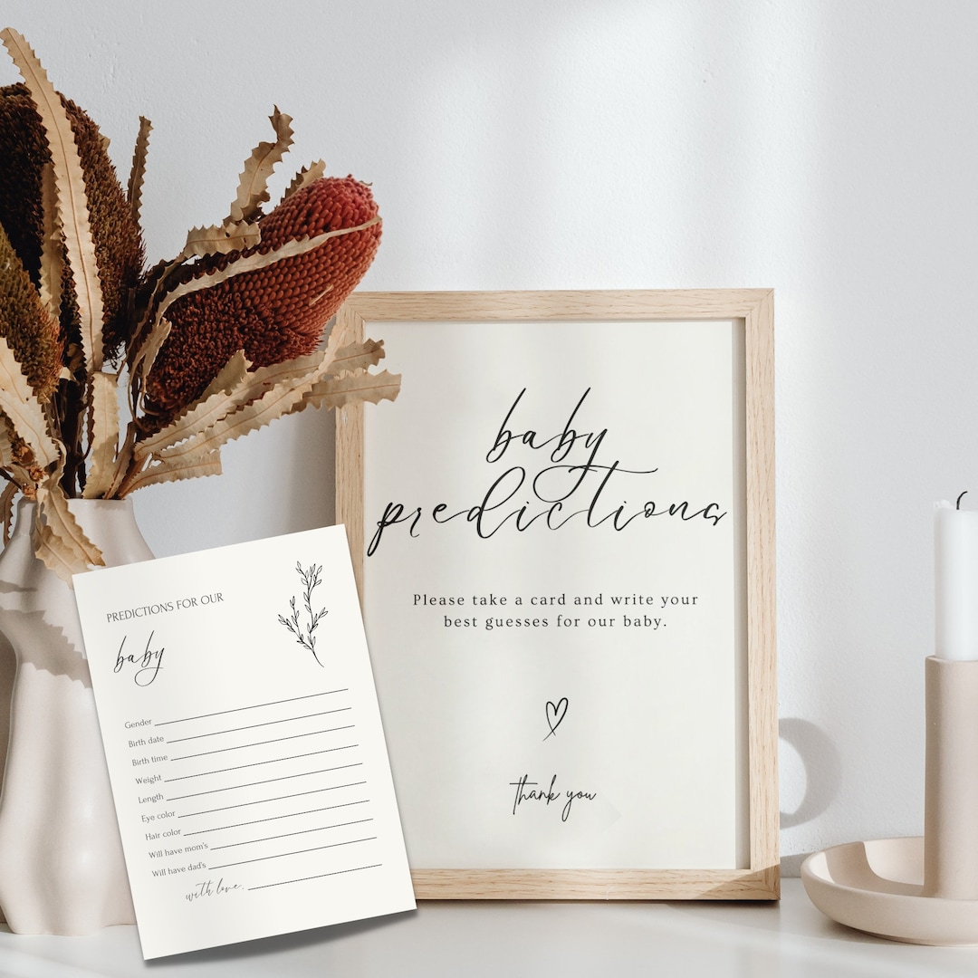 Minimalist Baby Predictions Card | Editable Template | Modern Baby ...