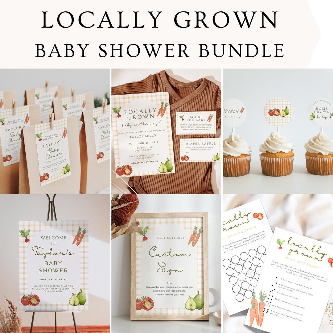 Locally Grown Baby Shower Invitation Bundle | Farmers Market | Grown ...