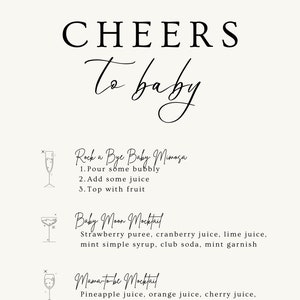 Cheers to Baby Bar Sign | Cocktail Drink Menu | Modern Script | Instant ...