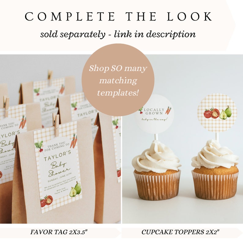 Locally Grown Baby Shower Tag Template | Organic Party Favor | Goodie ...