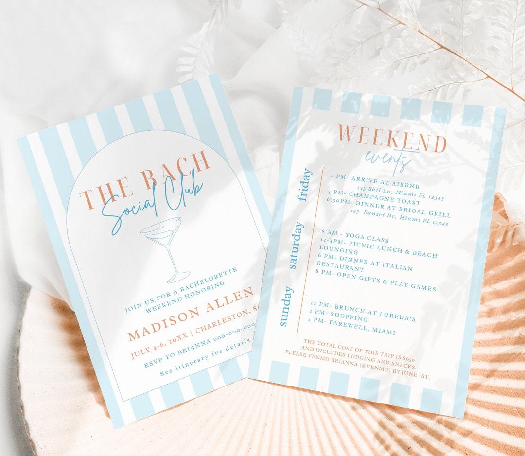 Social Club Bachelorette Invitation: Luxury Girls Weekend (editable ...