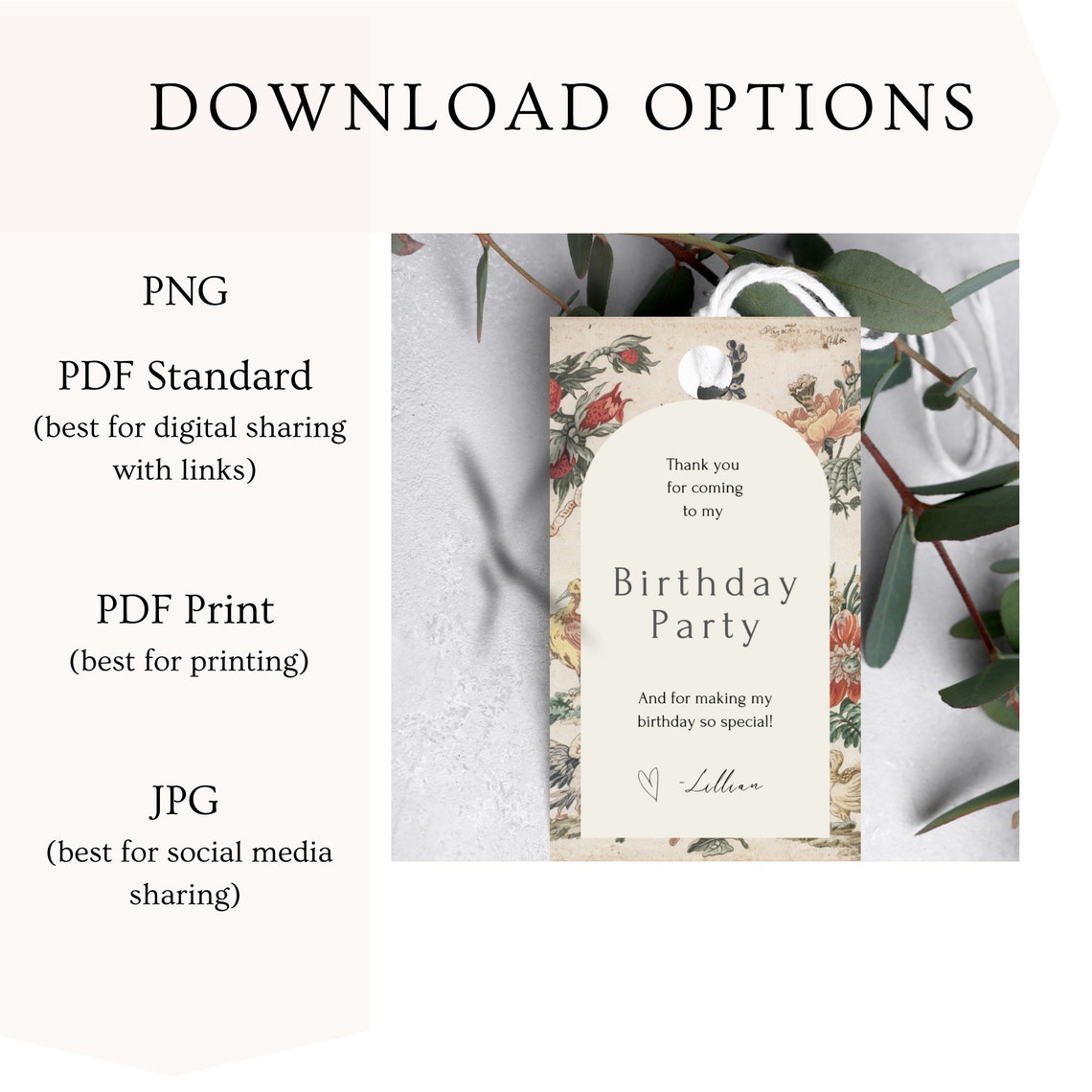 Editable Favor Tag Thank You for Coming to My Birthday Party - Etsy