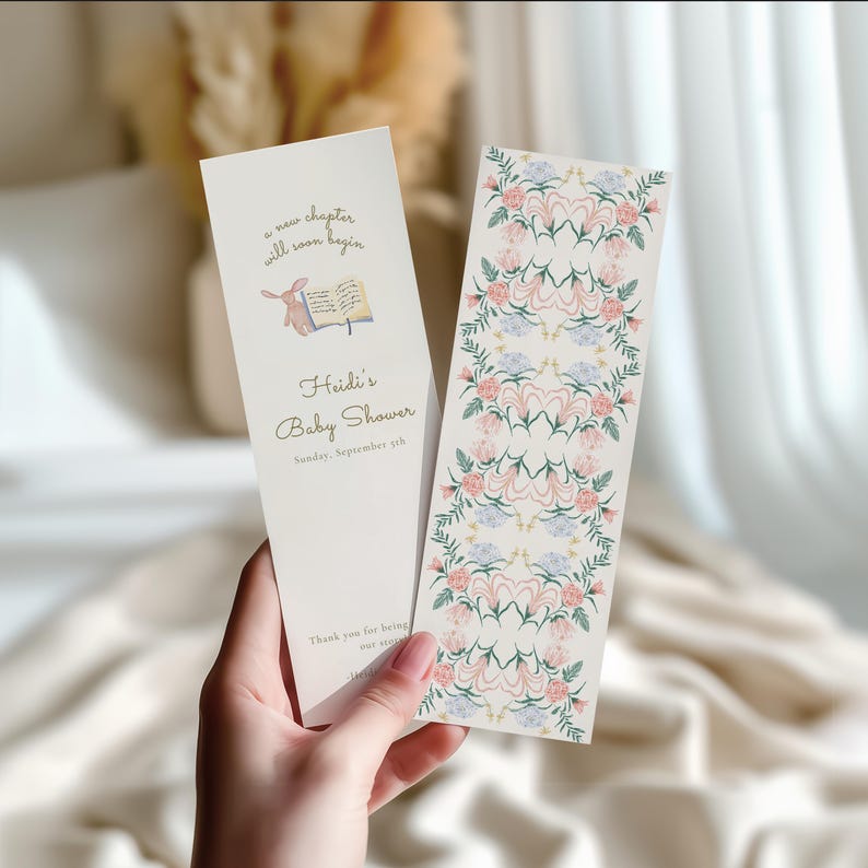 Storybook Baby Shower Bookmarks, A New Chapter Begins: Editable Party ...
