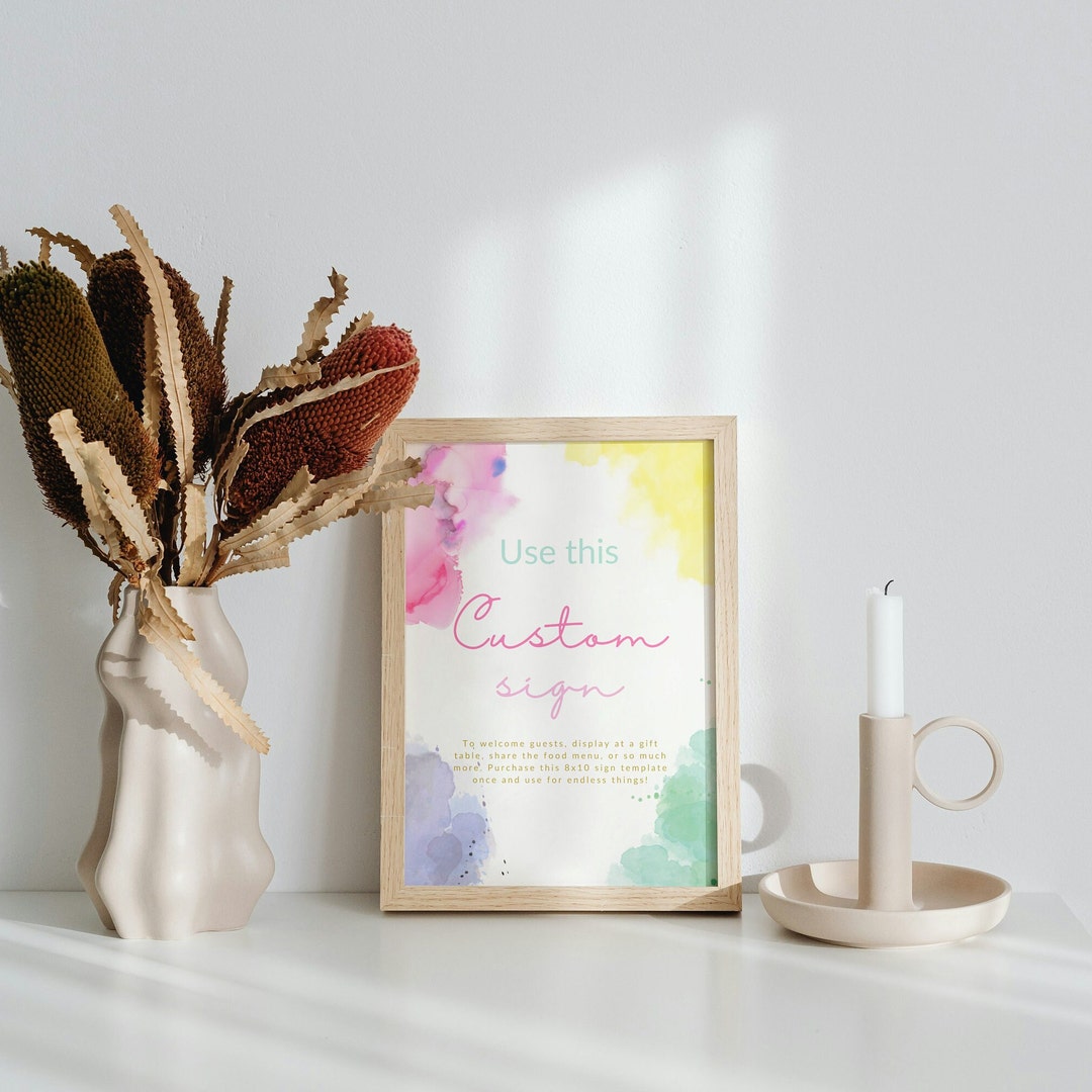 Paint Night Birthday Party Custom Sign | Girls Craft Party | Watercolor ...