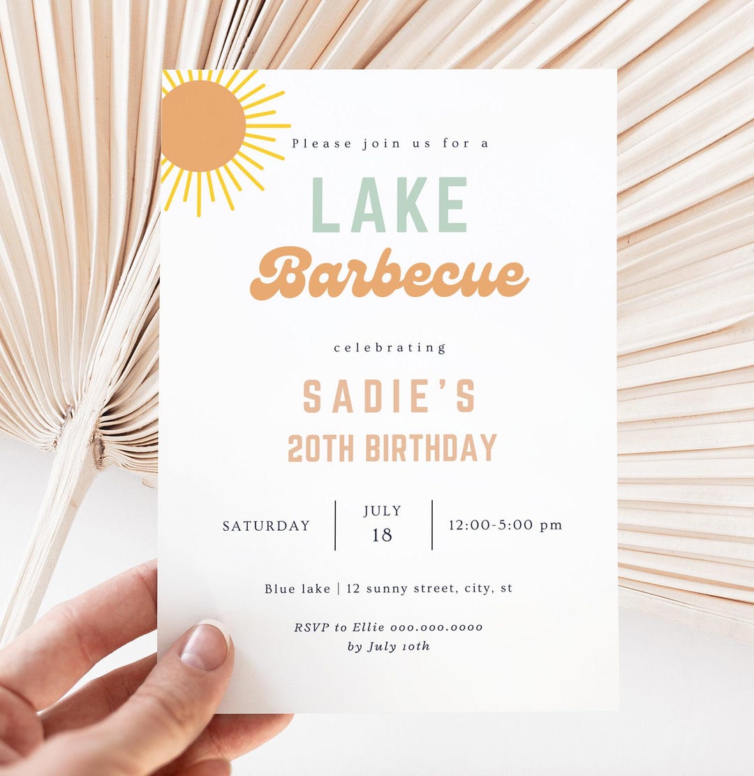 Lake BBQ Invitation Template: Retro Summer Cookout, Editable Canva ...