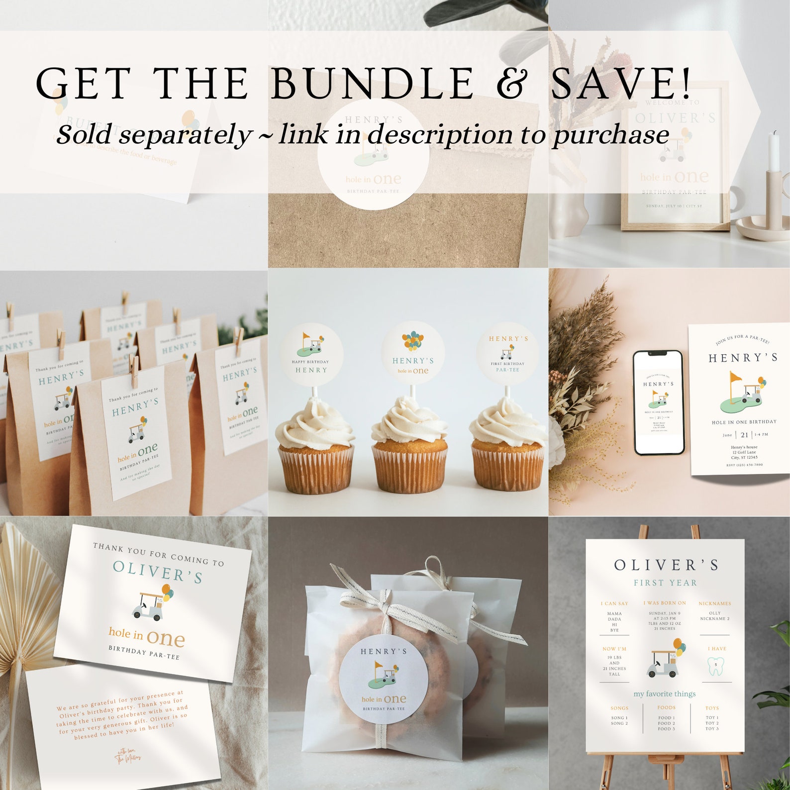 Hole in One First Birthday Invitation Boys Golf 1st Birthday Invite Kid ...