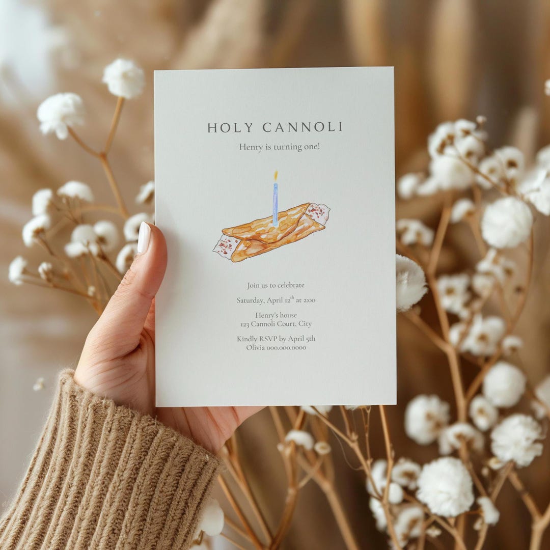 Holy Cannoli First Birthday Invite, Italian Pizza Party Theme, Kids ...