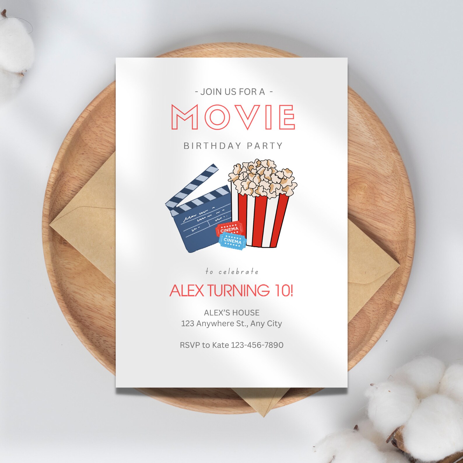 Family Movie Night Invite Movie Birthday Invitation Cinema Theme Party ...