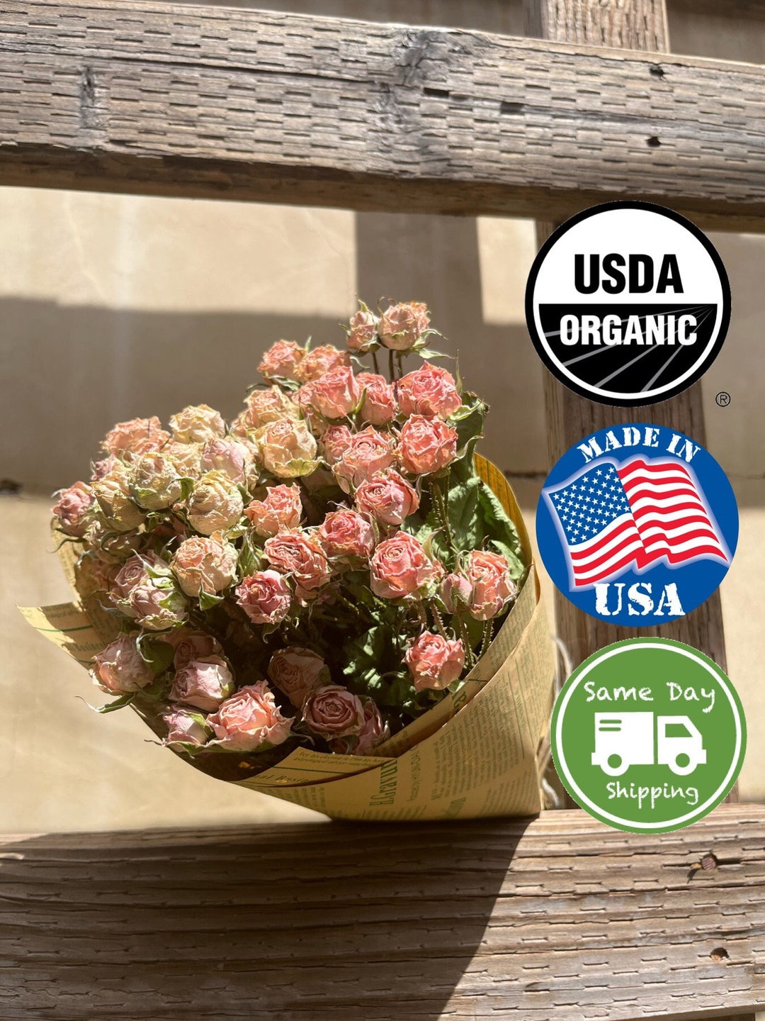 ORGANIC Dried-preserved Blush Pink Mini Spray Roses (10 STEMS) Rose ...