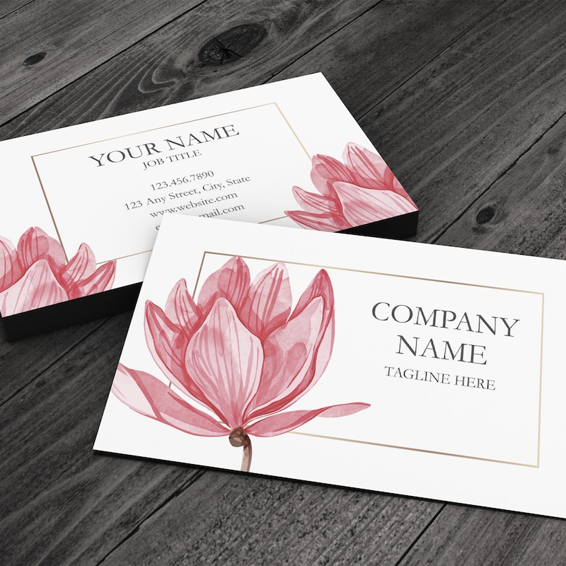 Lotus Business Cards Template - Etsy