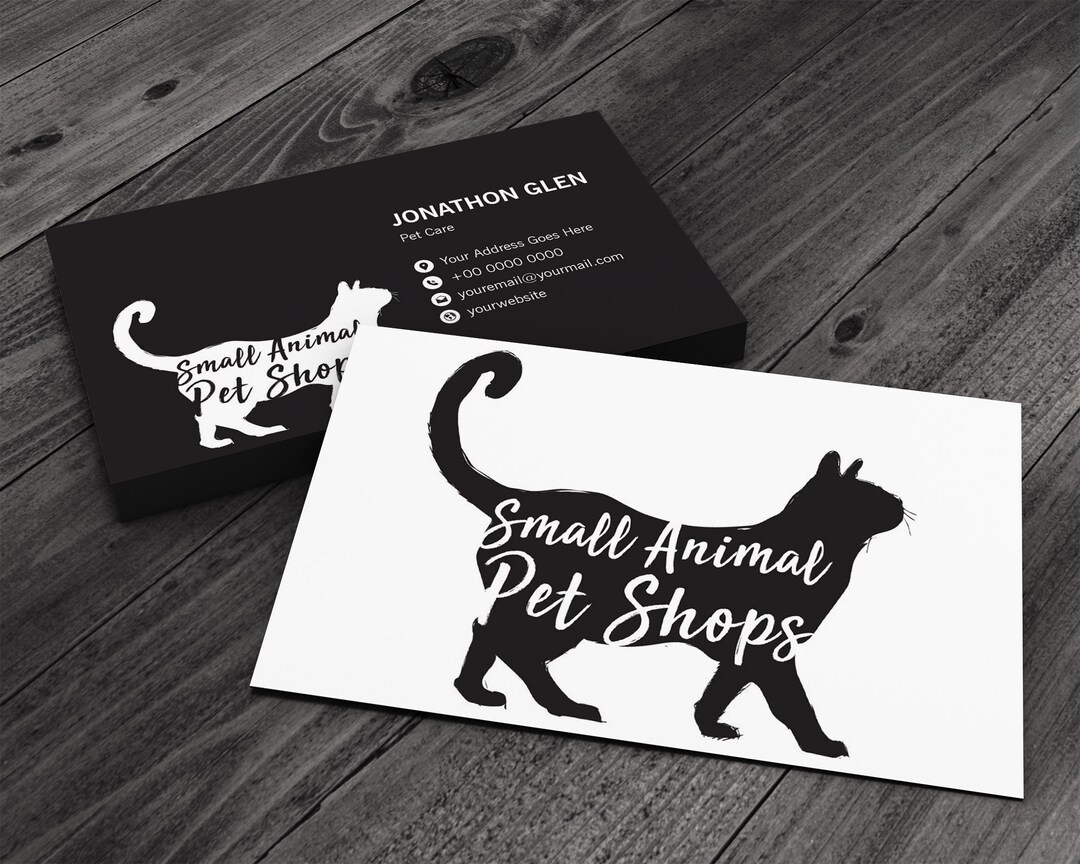 Premium Printed Business Card: Pet Shop Cat Silhouette - Etsy
