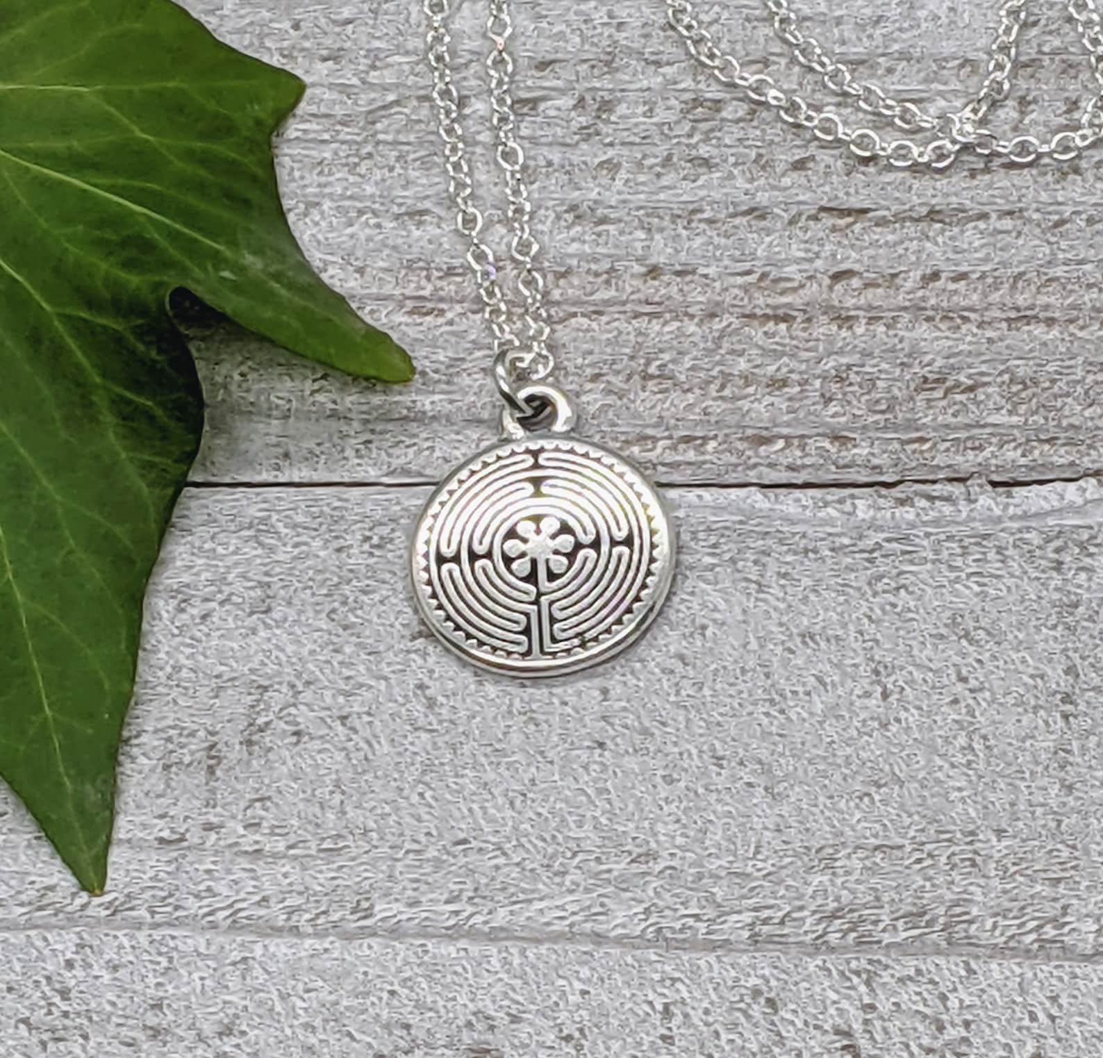 Chartres Labyrinth Pendant Necklace, Silver or Gold Plated Necklace ...