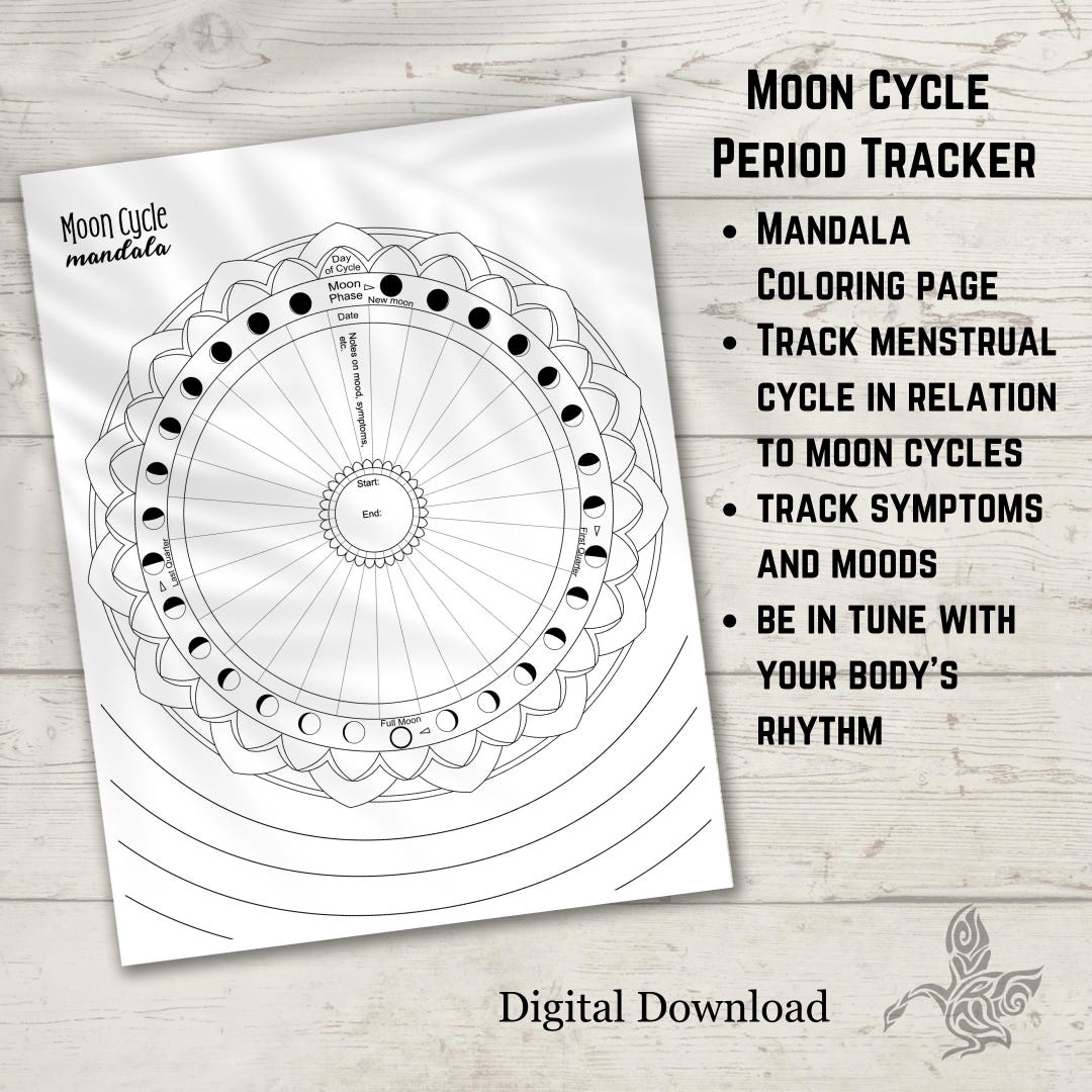 Moon Cycle Chart Mandala Menstrual Cycle Tracker Printable Tracking ...
