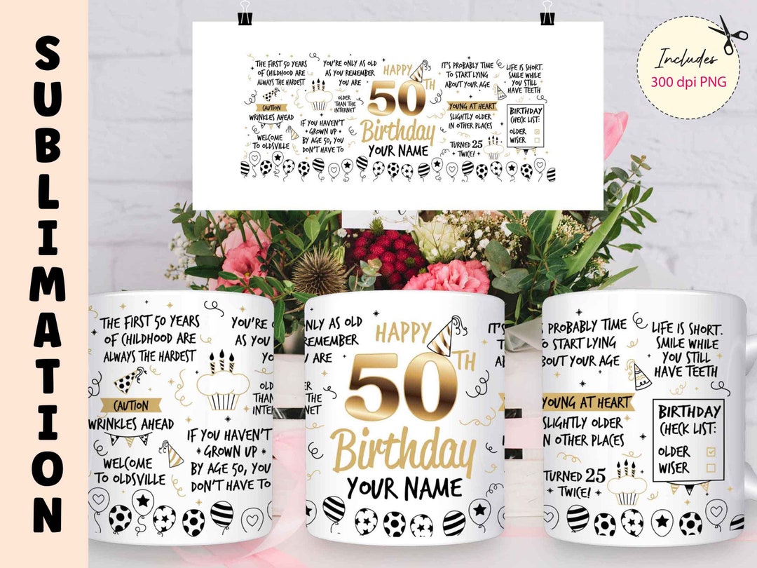 Funny 50th Birthday Mug Wrap PNG: Sarcastic Quotes (digital Download ...