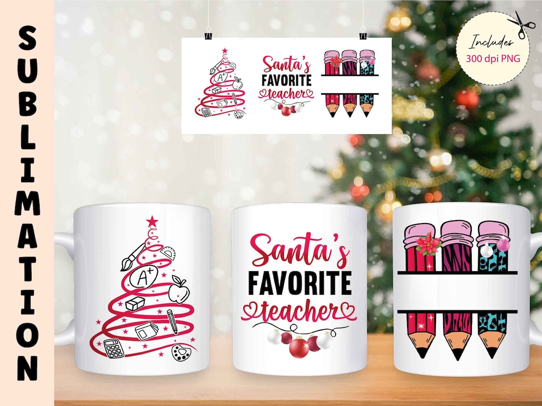 Christmas Teacher Mug Sublimation Designs, Personalized Gift (digital ...