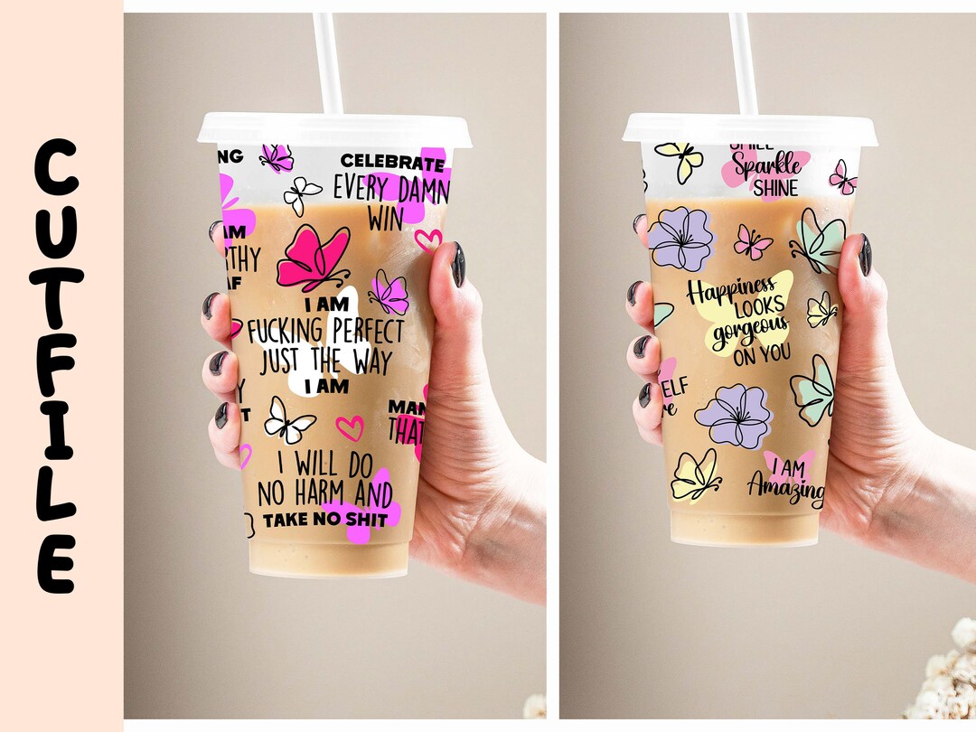 Positivity Svg BUNDLE Cold Cup 24oz Wrap, Sweary Affirmations NO HOLE ...