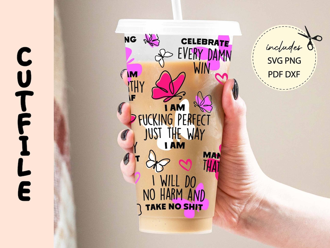Swear Affirmations Cold Cup Wrap SVG: Self Care Cricut Files (digital ...