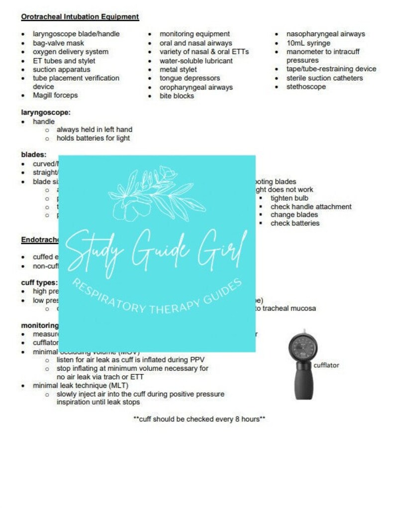 Study Guide - Tracheal Intubation and Laryngeal Mask Airway - PDF ...