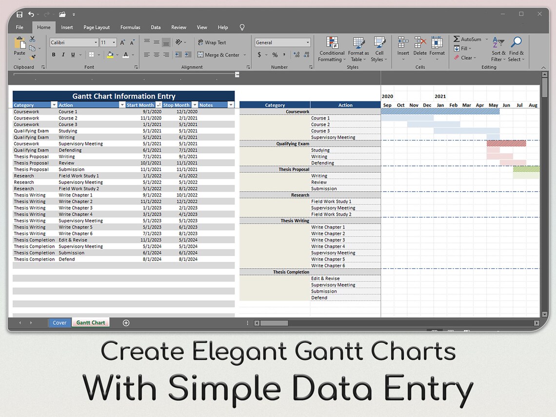 Automatic Gantt Chart Generator Simple to Use Excel Gantt | Etsy