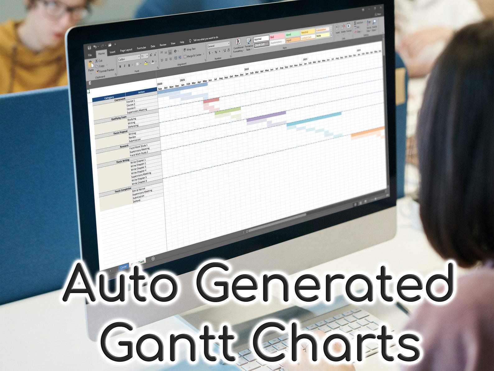 Automatic Gantt Chart Generator Simple to Use Excel Gantt | Etsy