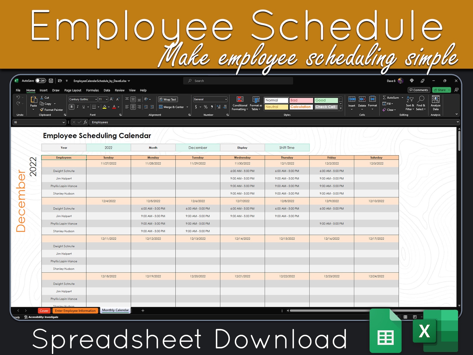 Employee Scheduling Tool - Create Dynamically Generated Printable ...