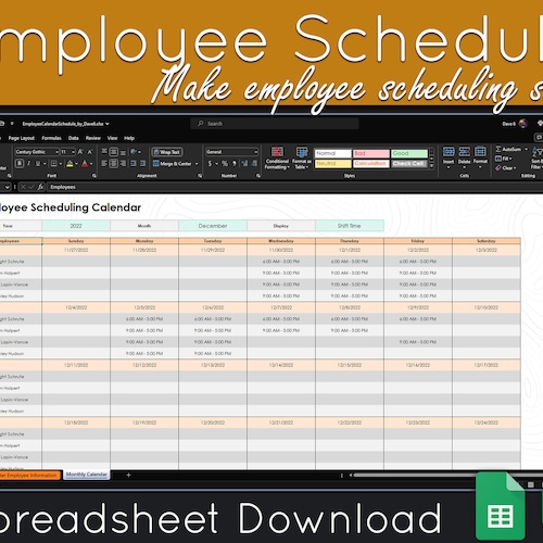 Employee Scheduling Tool Create Dynamically Generated - Etsy