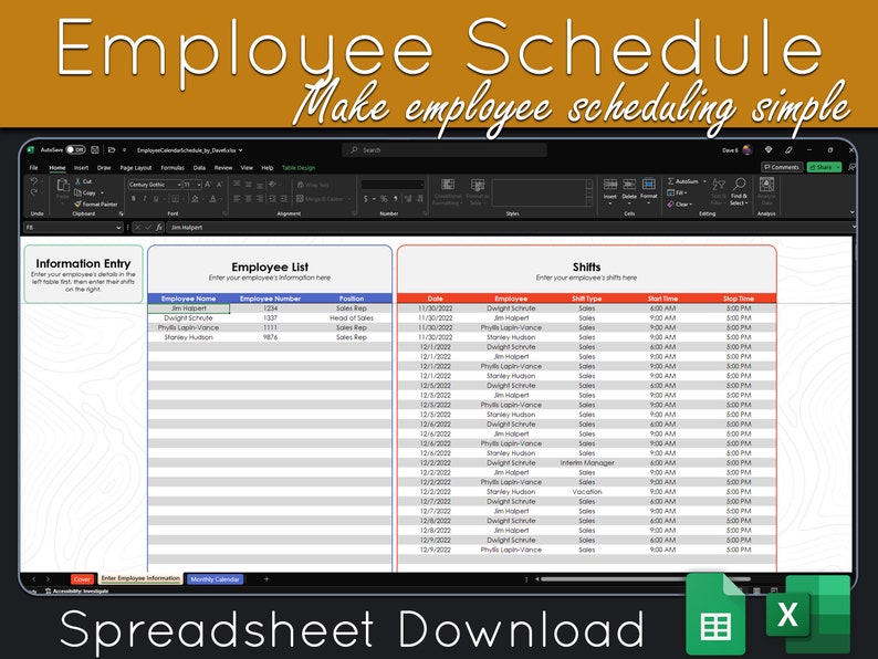 Employee Scheduling Tool - Create Dynamically Generated Printable ...