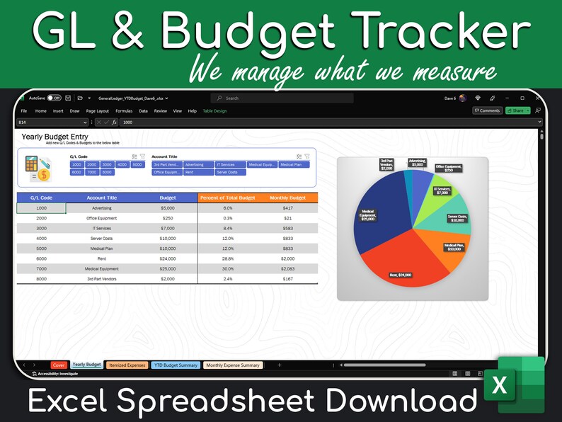 General Ledger, Budget, and YTD Expense Tracker for Small Business ...